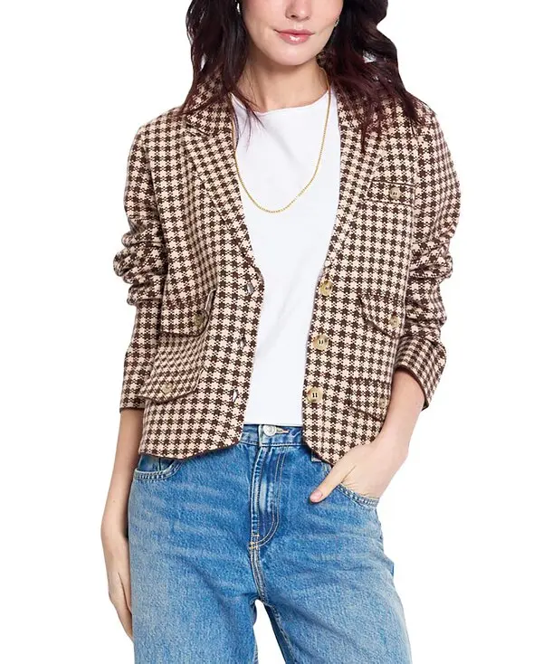 Central Park West Marlo Jacquard Knit Blazer - Camel Brown