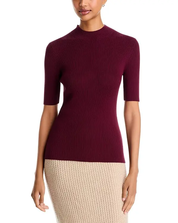 Lafayette 148 New York Ribbed Mock Neck Sweater