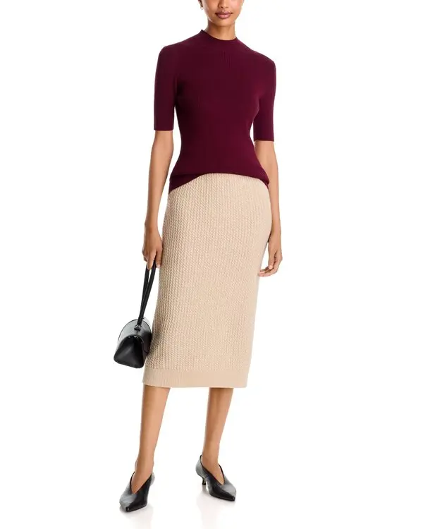 Lafayette 148 New York Ribbed Mock Neck Sweater