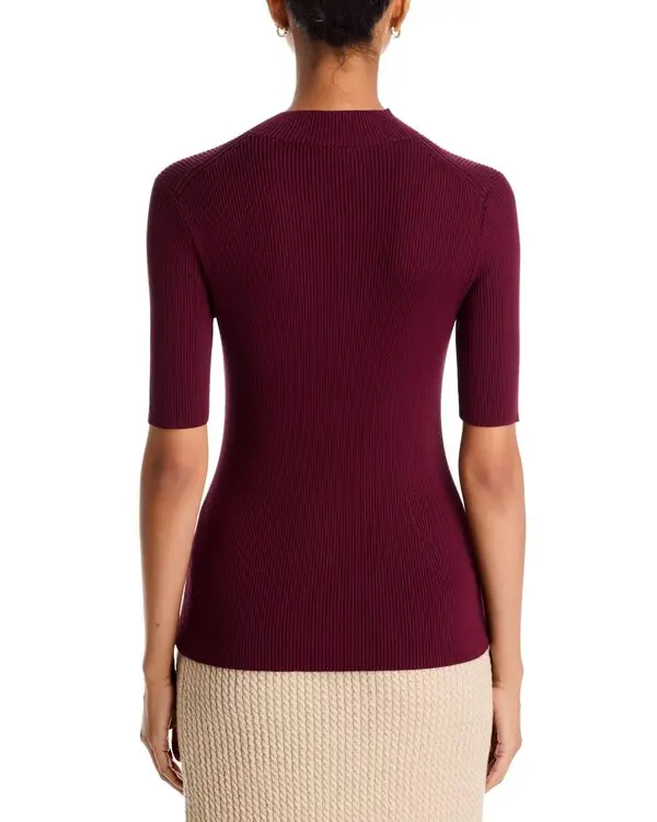 Lafayette 148 New York Ribbed Mock Neck Sweater