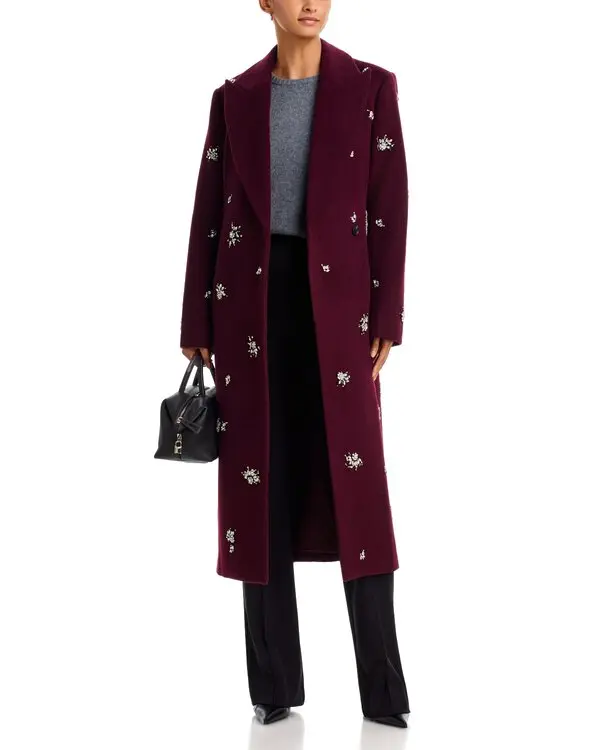 Simkhai Gianni Rhinestone Embellished Coat - Oxblood