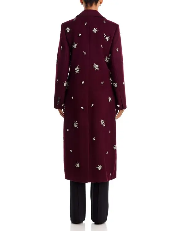 Simkhai Gianni Rhinestone Embellished Coat - Oxblood