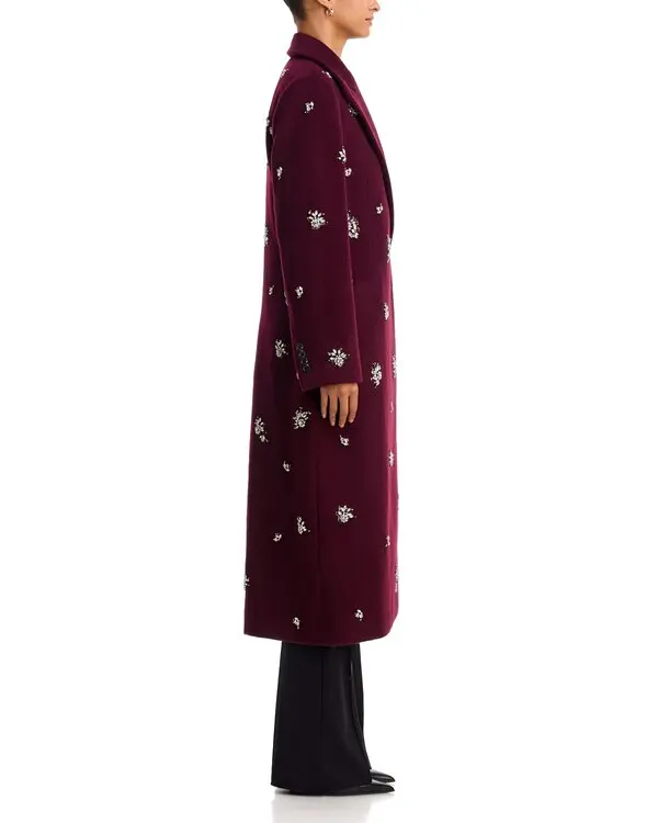 Simkhai Gianni Rhinestone Embellished Coat - Oxblood