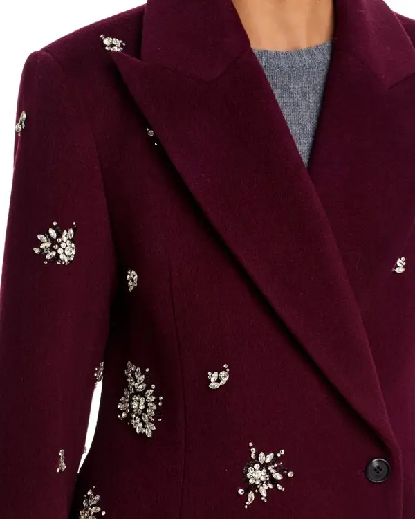 Simkhai Gianni Rhinestone Embellished Coat - Oxblood