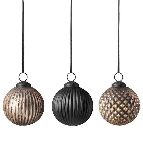 VILLEROY & BOCH Christmas Chic Round Glass Ornaments, Set Of 3 - Black