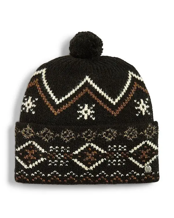 V. Fraas Fair Isle Metallic Pom-pom Beanie Exclusive - Black