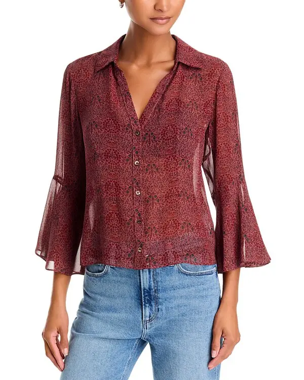 Paige Jasmeet Silk Bell Sleeve Blouse