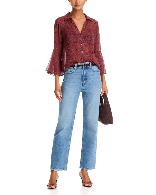 Paige Jasmeet Silk Bell Sleeve Blouse