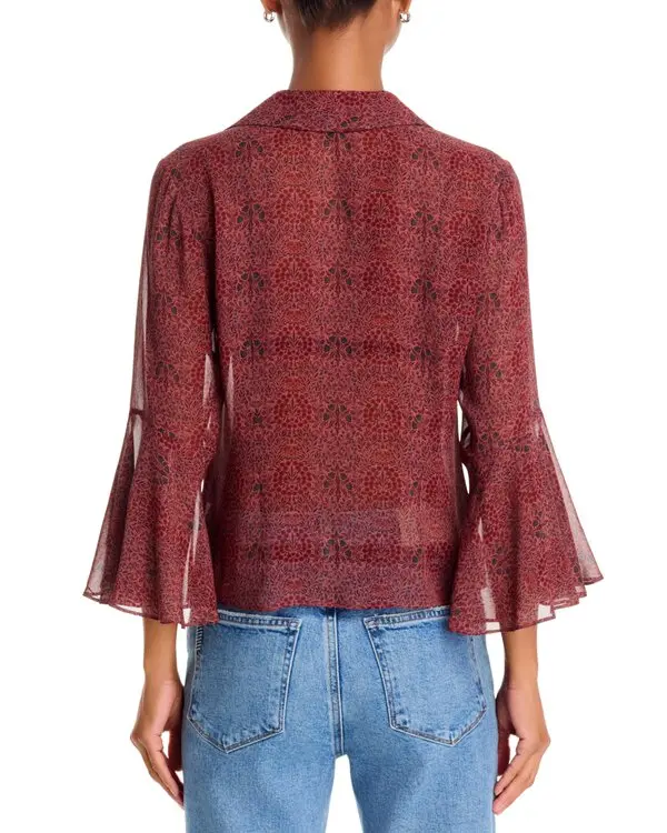 Paige Jasmeet Silk Bell Sleeve Blouse