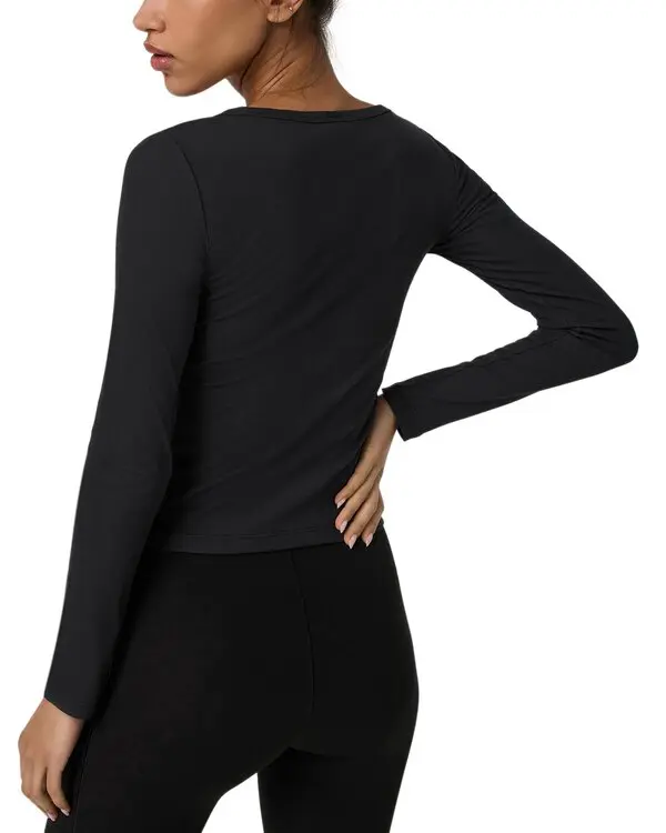 Vuori Pose Subtle Ribbed Long Sleeve Top - Solid Black