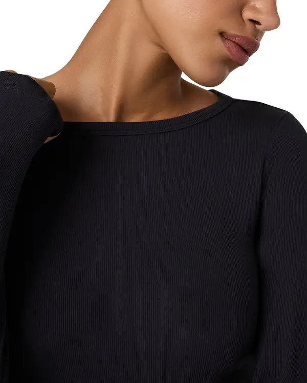 Vuori Pose Subtle Ribbed Long Sleeve Top - Solid Black