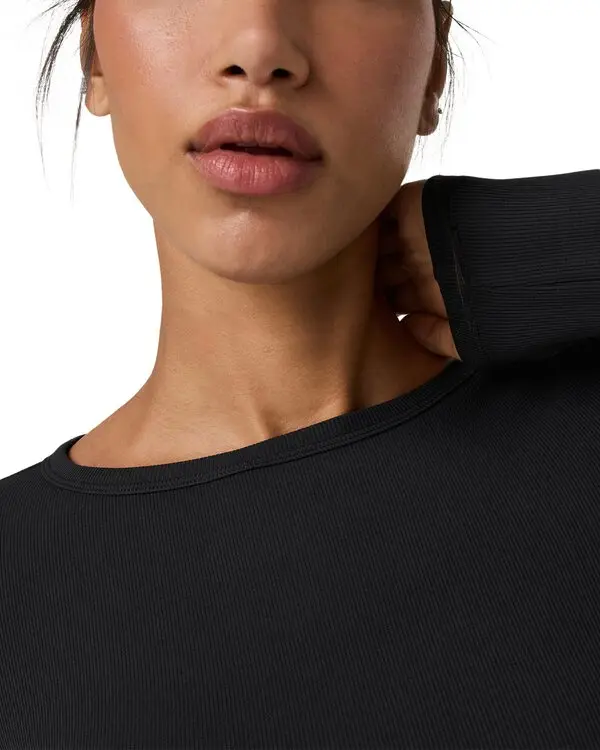 Vuori Pose Subtle Ribbed Long Sleeve Top - Solid Black