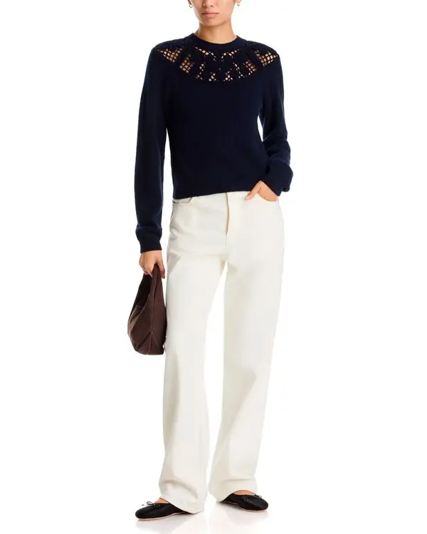 FRAME Wool & Cashmere Gathered Lace Sweater