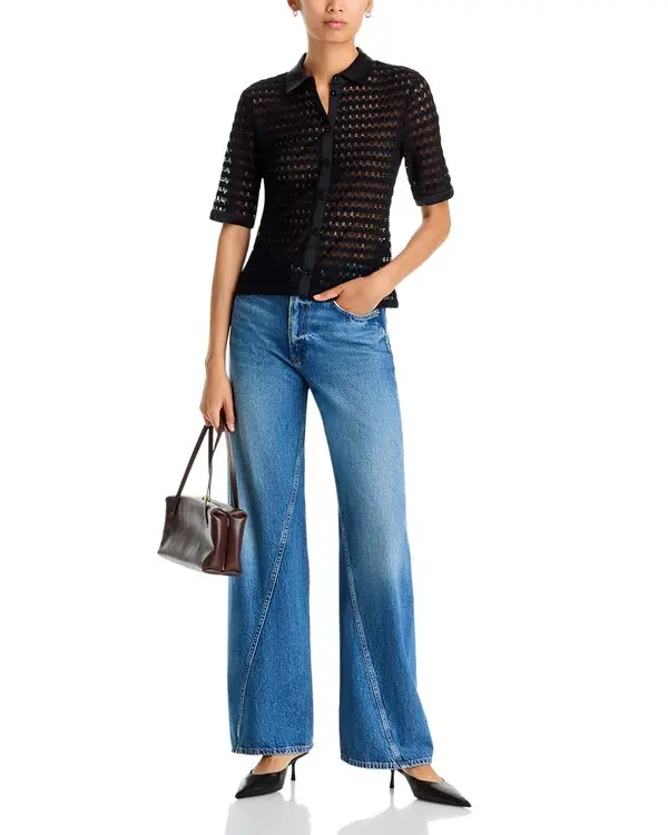 FRAME The Short Sleeve Bubble Stitch Shirt