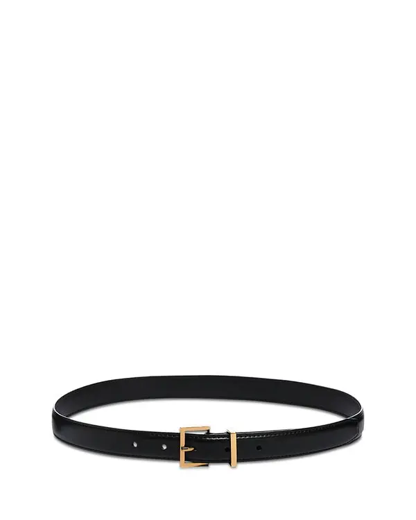 FRAME Petite Square Buckle Leather Belt - Black