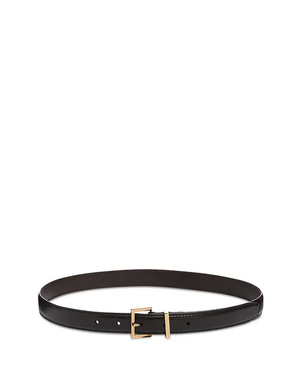 FRAME Petite Square Buckle Leather Belt - Dark Brown