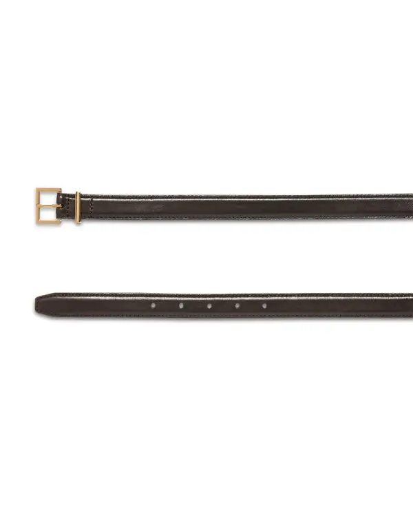 FRAME Petite Square Buckle Leather Belt - Dark Brown