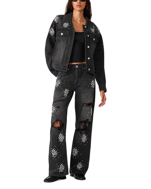 Steve Madden Clarke Cotton Blend Embellished Jacket