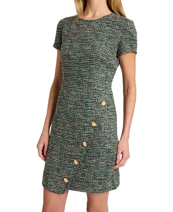 Santorelli Loni Short Sleeve A-line Dress In Luxury Tweed