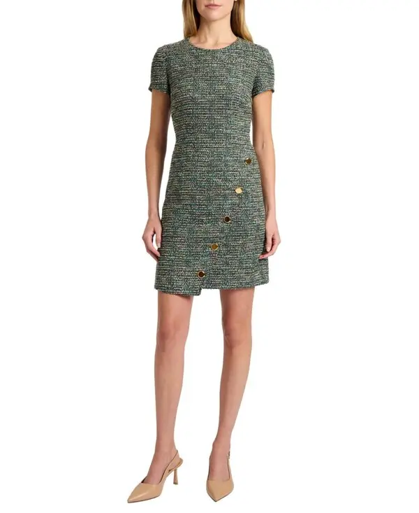 Santorelli Loni Short Sleeve A-line Dress In Luxury Tweed