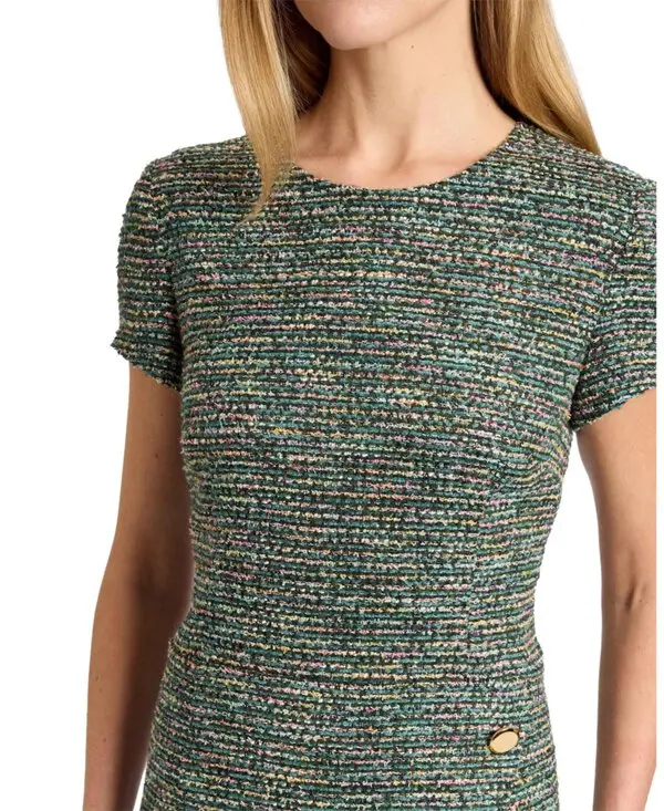 Santorelli Loni Short Sleeve A-line Dress In Luxury Tweed
