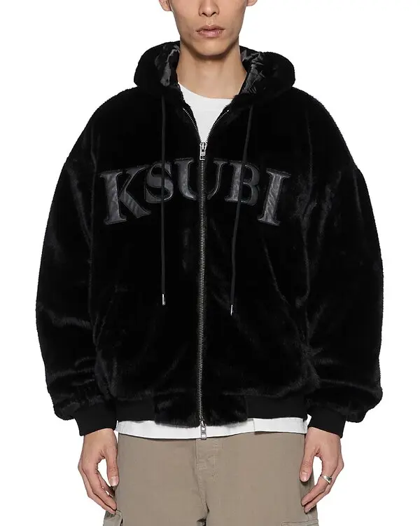 Ksubi Walkout Faux Fur Hood Logo Drawstring Jacket