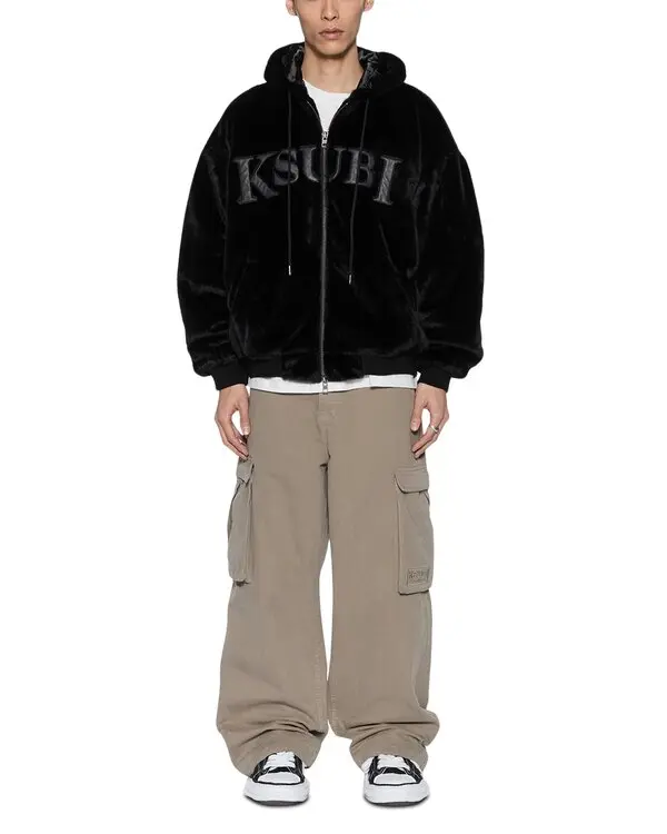 Ksubi Walkout Faux Fur Hood Logo Drawstring Jacket