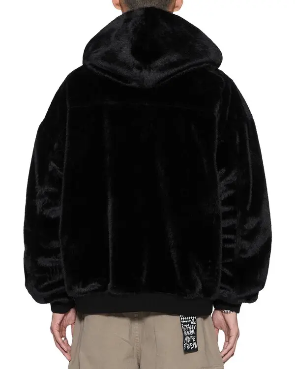 Ksubi Walkout Faux Fur Hood Logo Drawstring Jacket