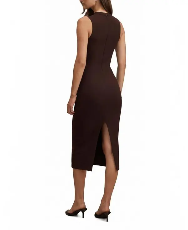 EVER NEW Frankie High Neck Keyhole Bodycon Dress - Chocolate