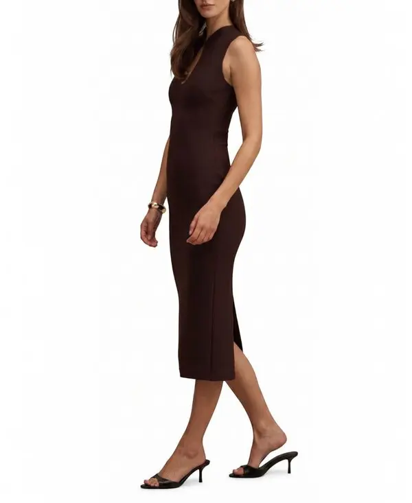 EVER NEW Frankie High Neck Keyhole Bodycon Dress - Chocolate