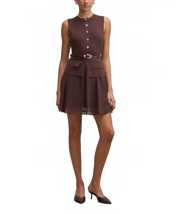 EVER NEW Belle Woven Mix Mini Dress