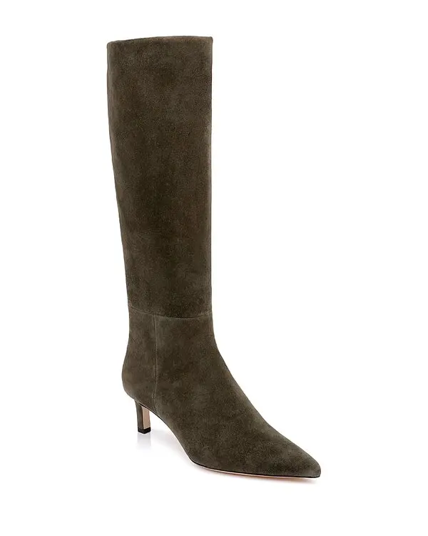 L'Agence Baxter Pointed Suede Boots - Olive Suede