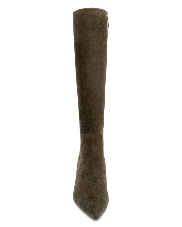 L'Agence Baxter Pointed Suede Boots - Olive Suede