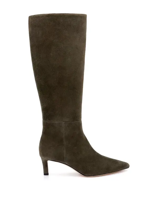L'Agence Baxter Pointed Suede Boots - Olive Suede