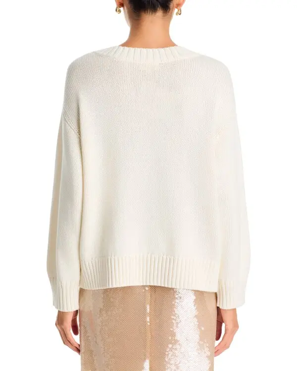 L'Agence Paxton Cotton V-neck Sweater - Ivory