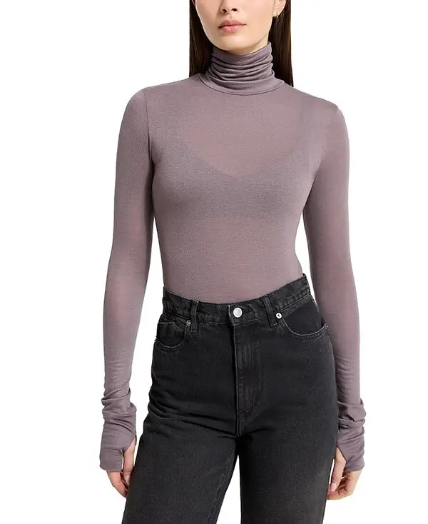 MARCELLA Eloise Sheer Turtleneck Top - Anthracite