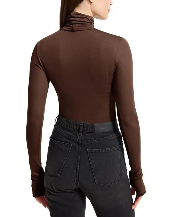 MARCELLA Eloise Sheer Turtleneck Top - Espresso