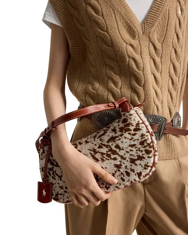 Polo Ralph Lauren Polo Play Calf Hair Shoulder Bag - Spotted Brown