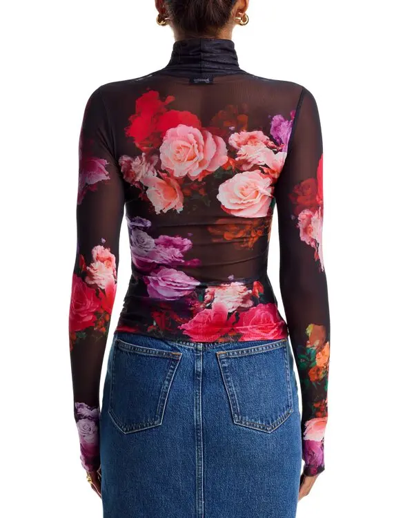 AFRM Zadie Fitted Mesh Top - Violet Roses