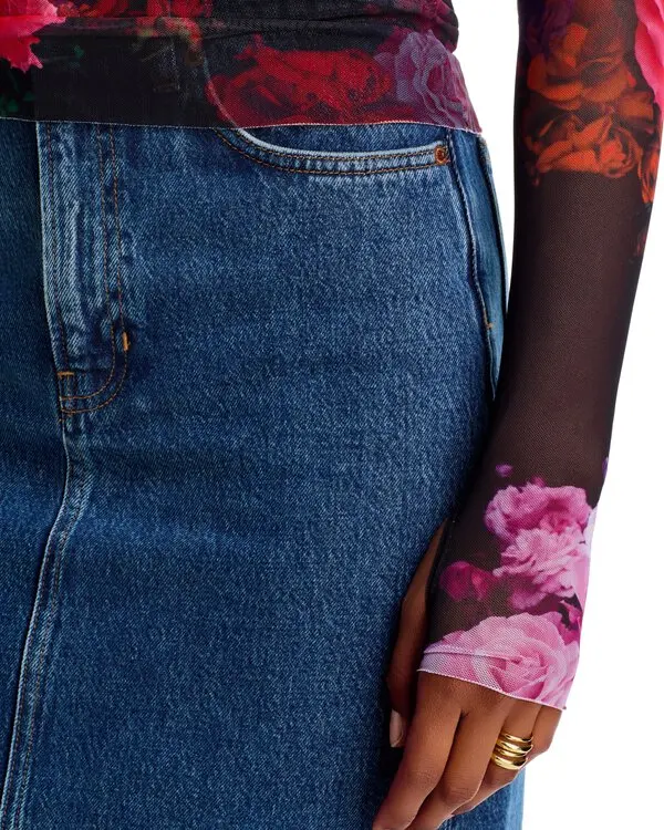 AFRM Zadie Fitted Mesh Top - Violet Roses