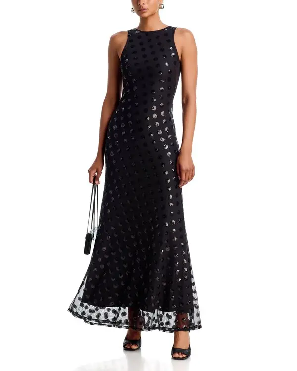 AFRM Berto Sequin Dot Mesh Maxi Dress