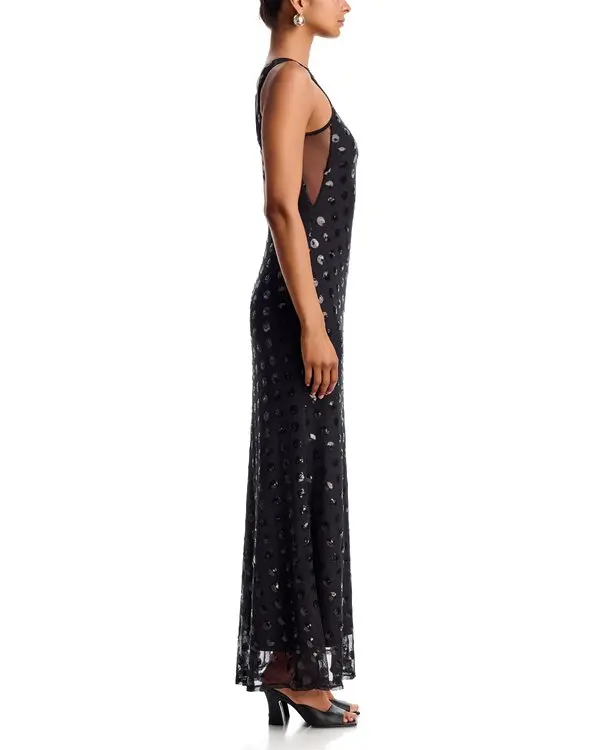 AFRM Berto Sequin Dot Mesh Maxi Dress