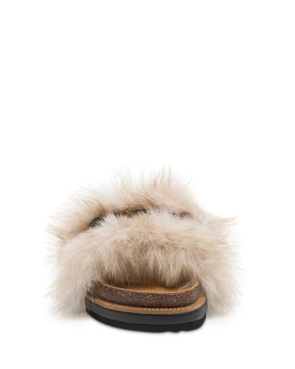 Free People Frankie Faux Fur Slide Sandals - Oatmeal
