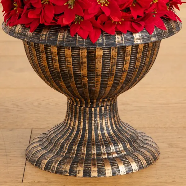 NEARLY NATURAL 3' Pre Lit Artificial Christmas Poinsettia Topiary Tree
