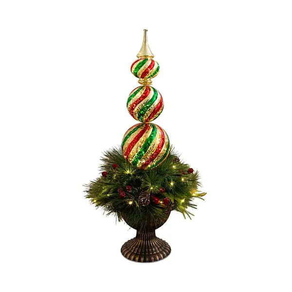 NEARLY NATURAL 3' Pre Lit Artificial Mixed Pine Topiary Tree