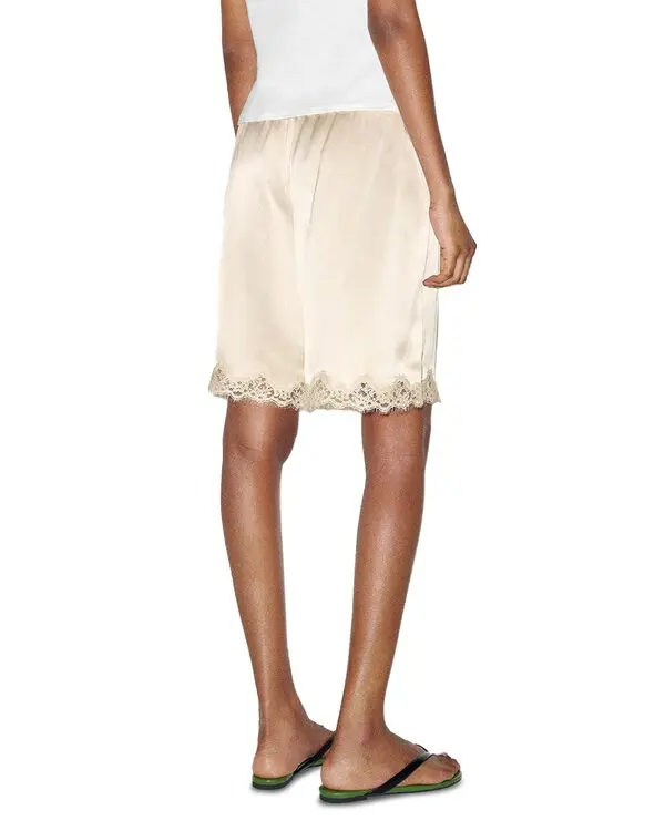 REFORMATION Clara Silk Bermuda Shorts - Almond