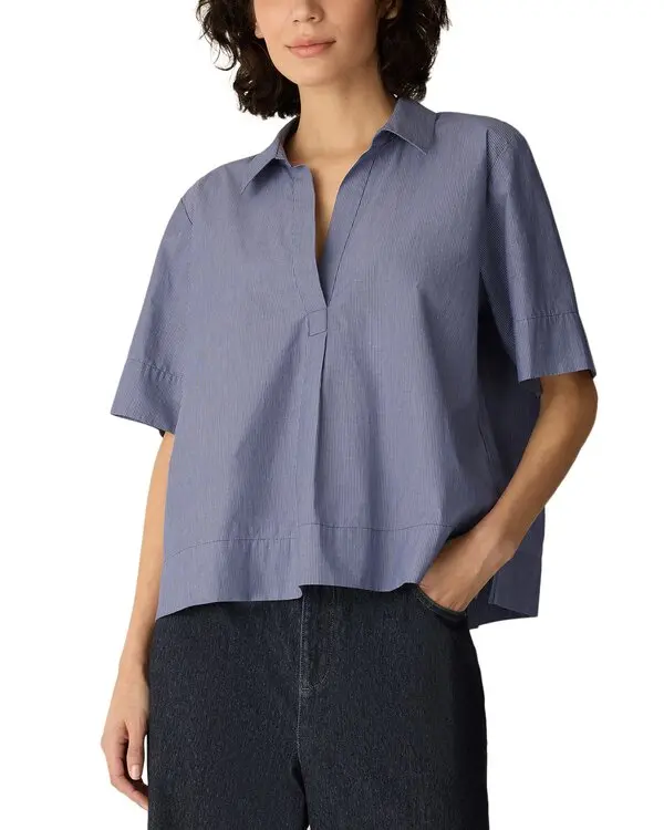 Eileen Fisher Classic Collar Short Sleeve Top