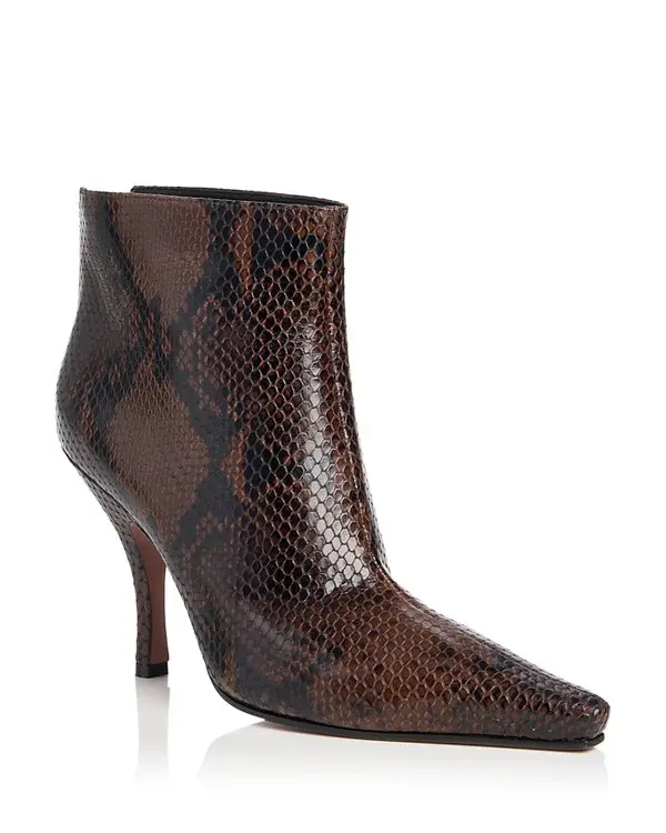 Paris Texas Rose Snake Embossed Ankle Booties