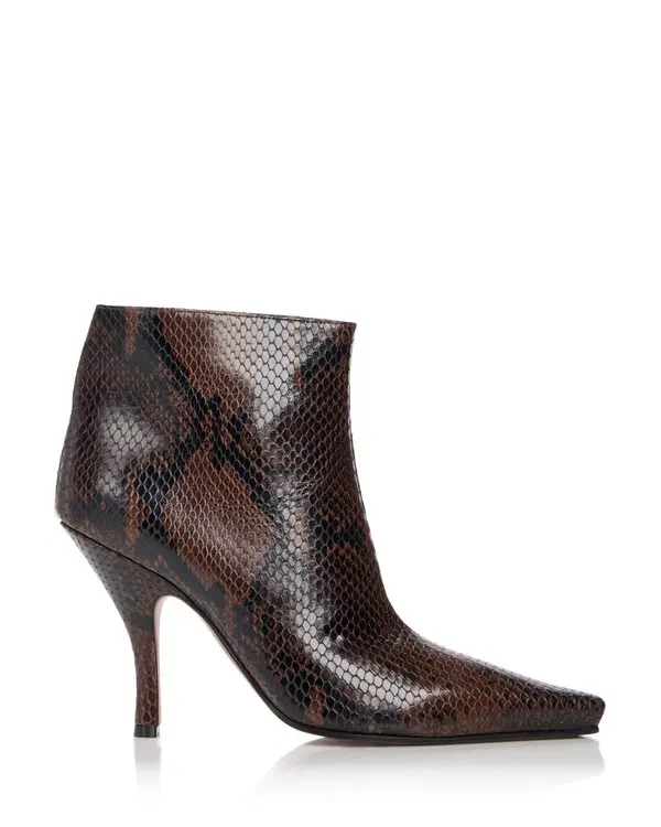 Paris Texas Rose Snake Embossed Ankle Booties