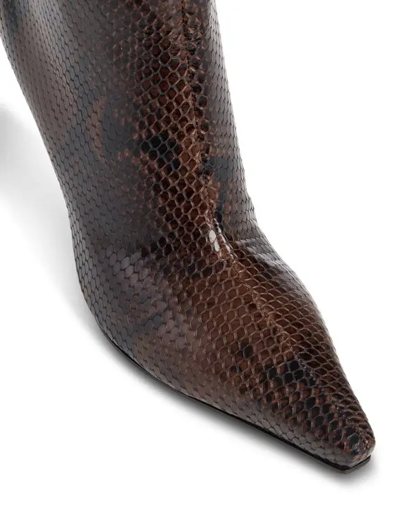 Paris Texas Rose Snake Embossed Ankle Booties